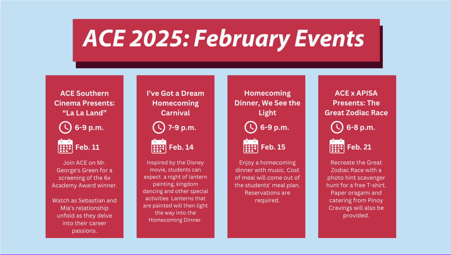 2025 ACE schedule: Guide to spring semester events | The Southern Newspaper